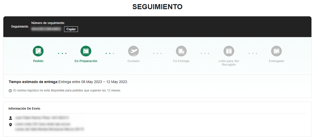 Rastrear pedido Shein - Rastreo de paquete