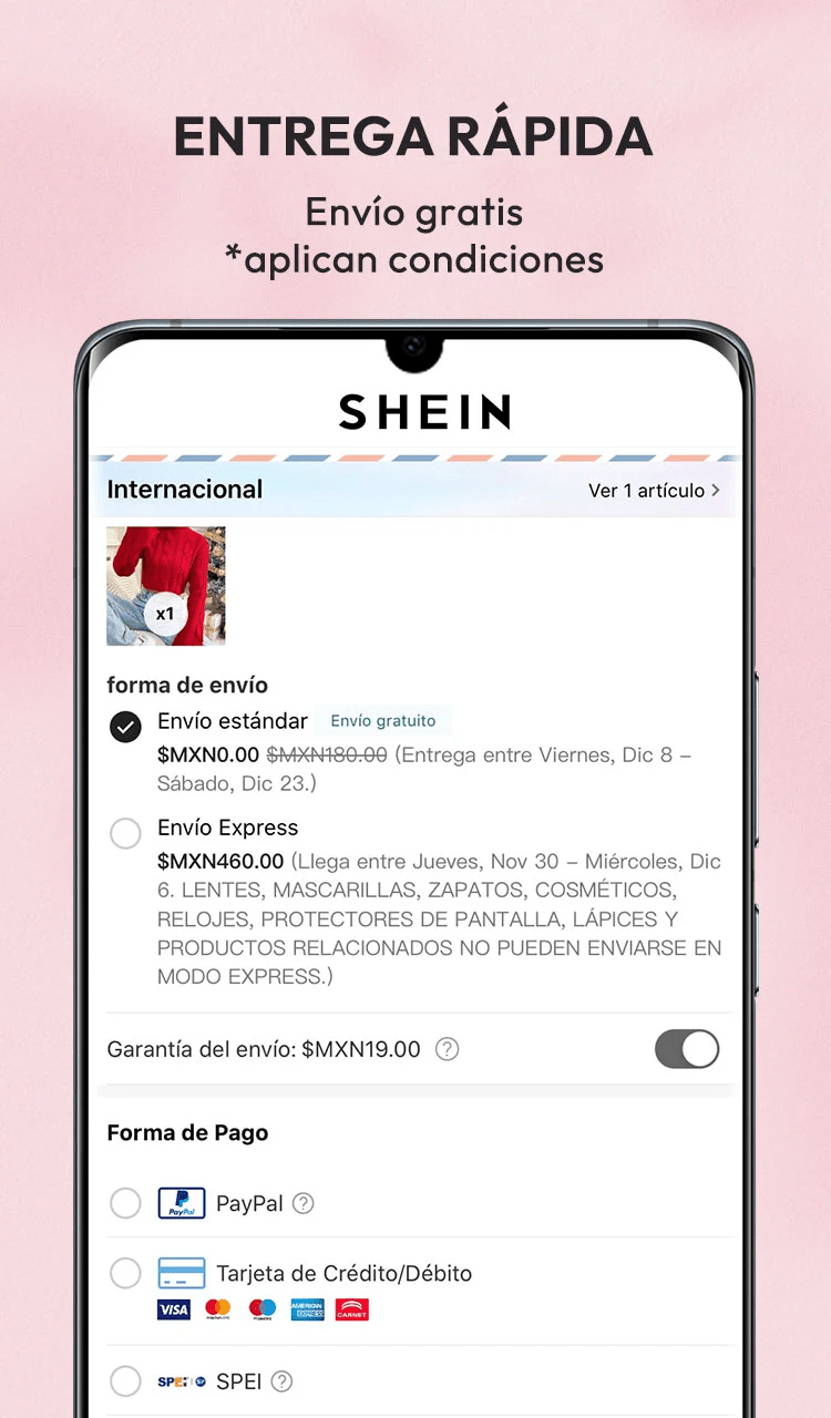 Rastrear pedido Shein - Rastreo de paquete